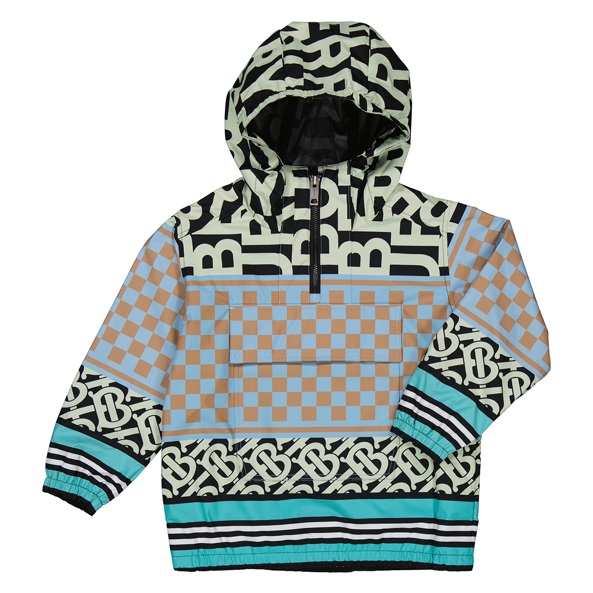Burberry Jade Blue Montage-Print Hooded Jacket, Size 8Y 8047942 ...