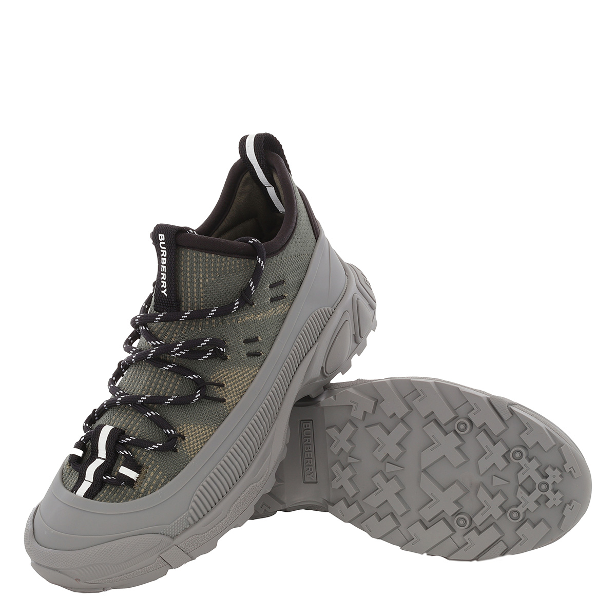 Burberry Kids Moss Green Mini Arthur Knitted Low-Top Sneakers, Brand ...