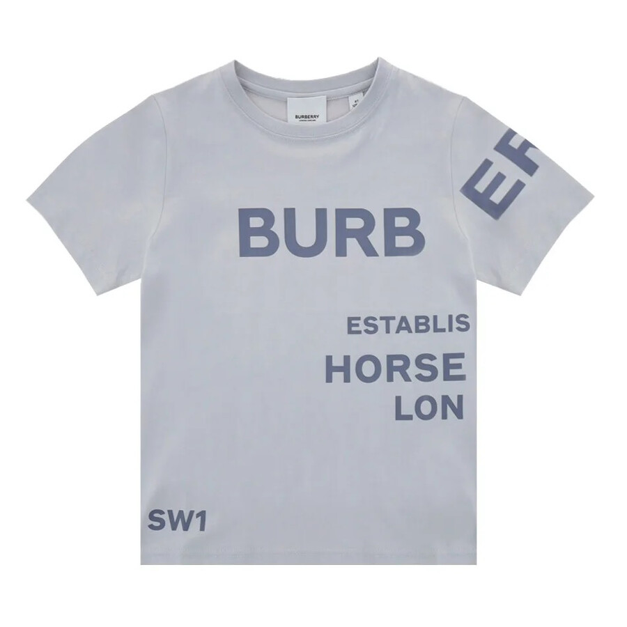 Burberry Kids Sterling Grey Horseferry Logo Print T-shirt, Size 4Y 8047556 - Apparel - Jomashop