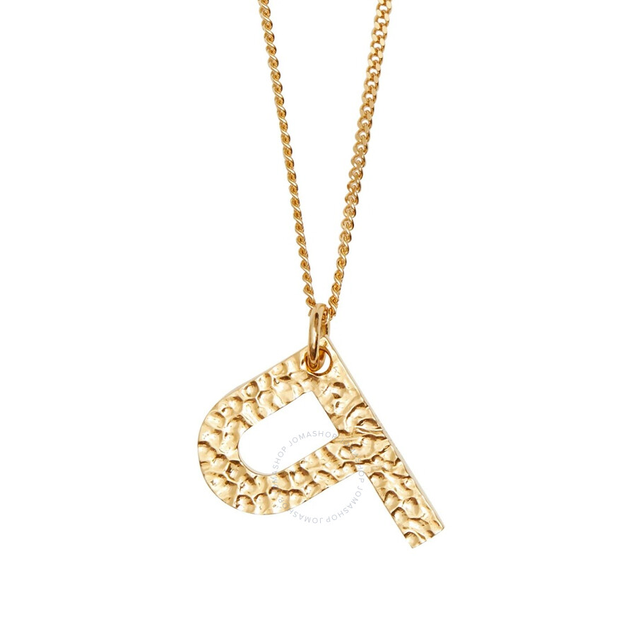 Burberry Ladies Alphabet 'P' Charm Gold Plate Necklace 8023621 ...
