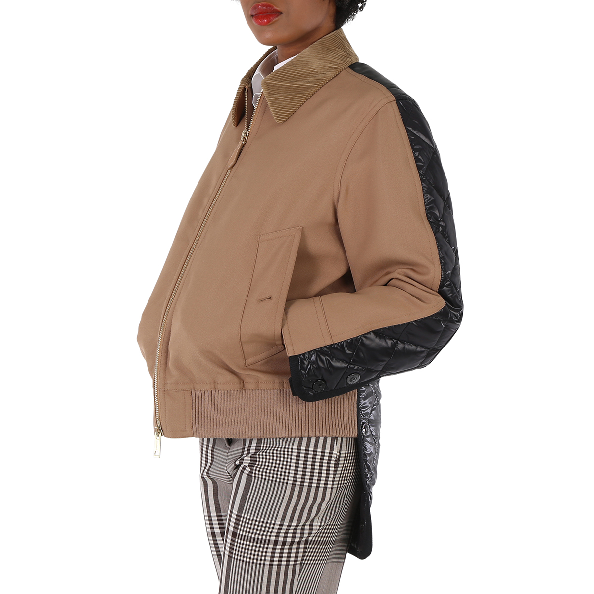 Burberry Ladies Biscuit Technical Wool Reconstructed Harrington Jacket ...