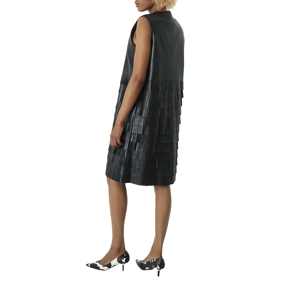 Burberry Ladies Black Leather Fringed Shift Dress, Brand Size 10 (US ...