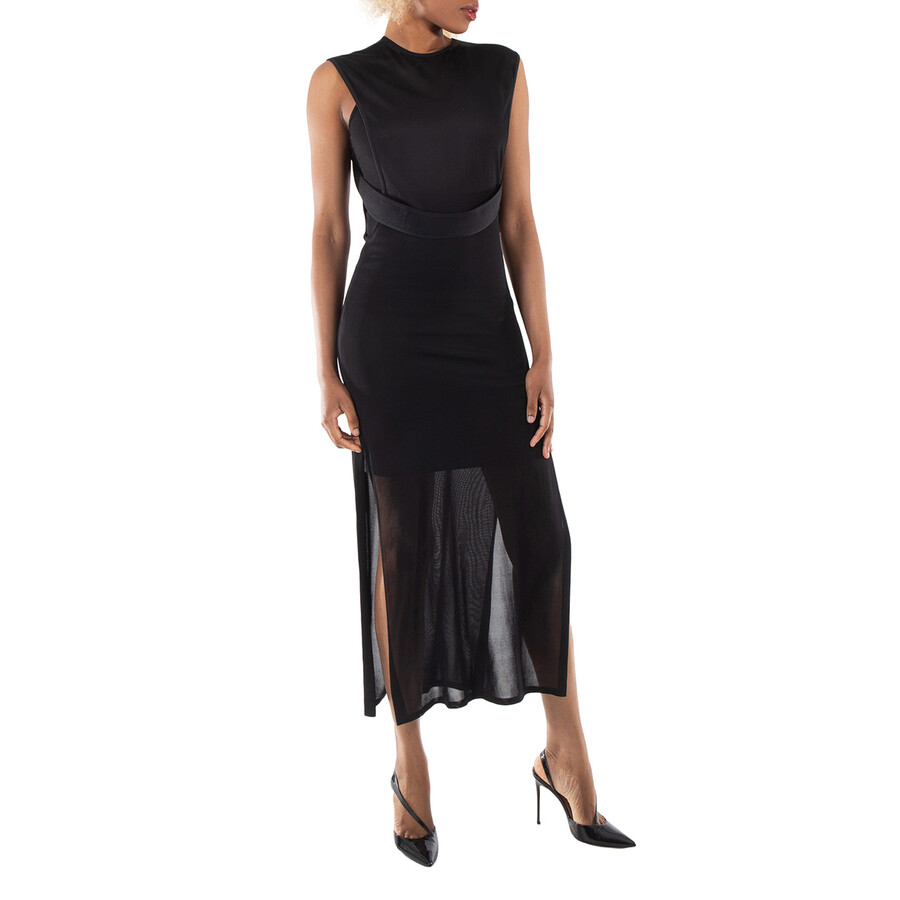 Burberry Ladies Black Side-Slit Sheer Maxi Dress, Brand Size 10 (US ...