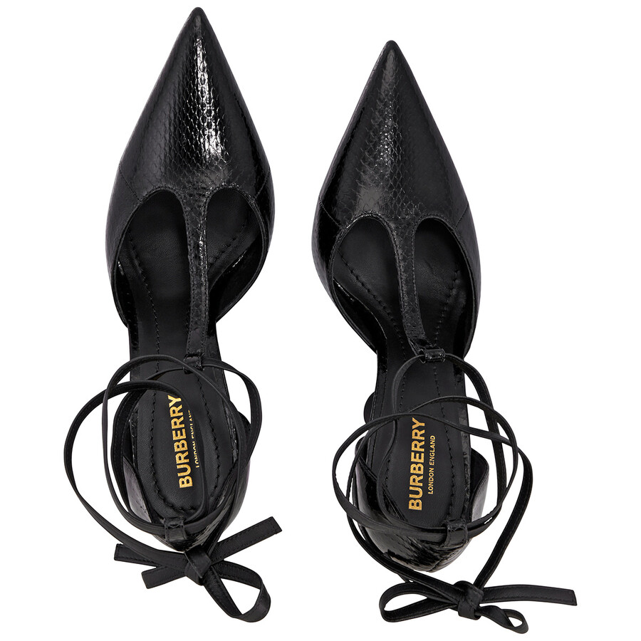 Burberry Ladies Black Welton T Strap Ankle Tie Pumps, Brand Size 36 ( US Size 6 ) 8032418 ...