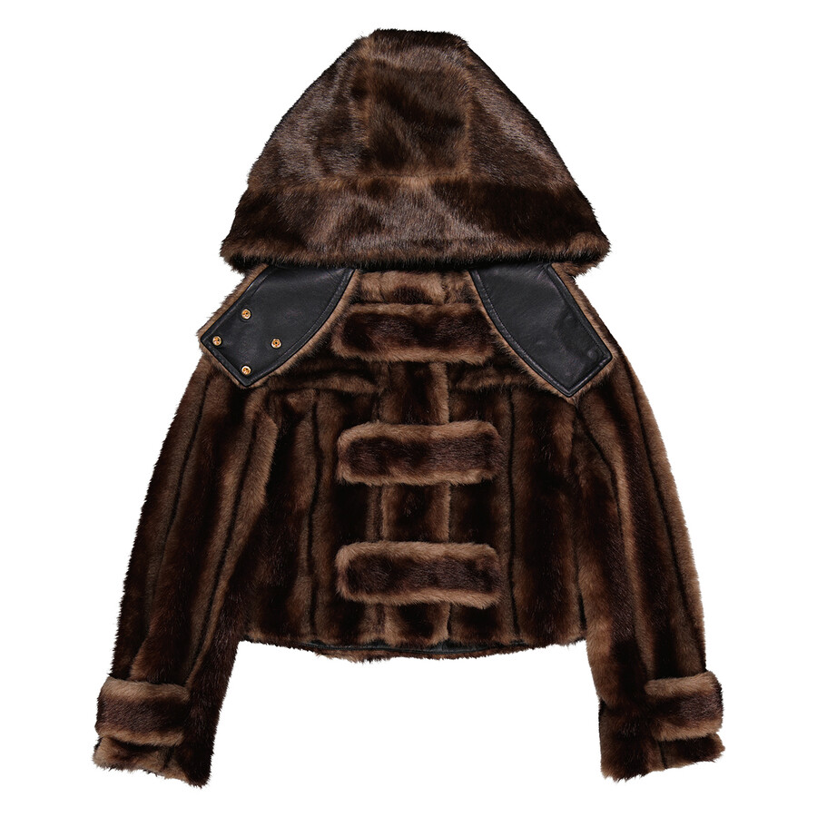 Burberry Ladies Brown Reconstructed Faux Fur Duffle Coat, Brand Size 4 ...