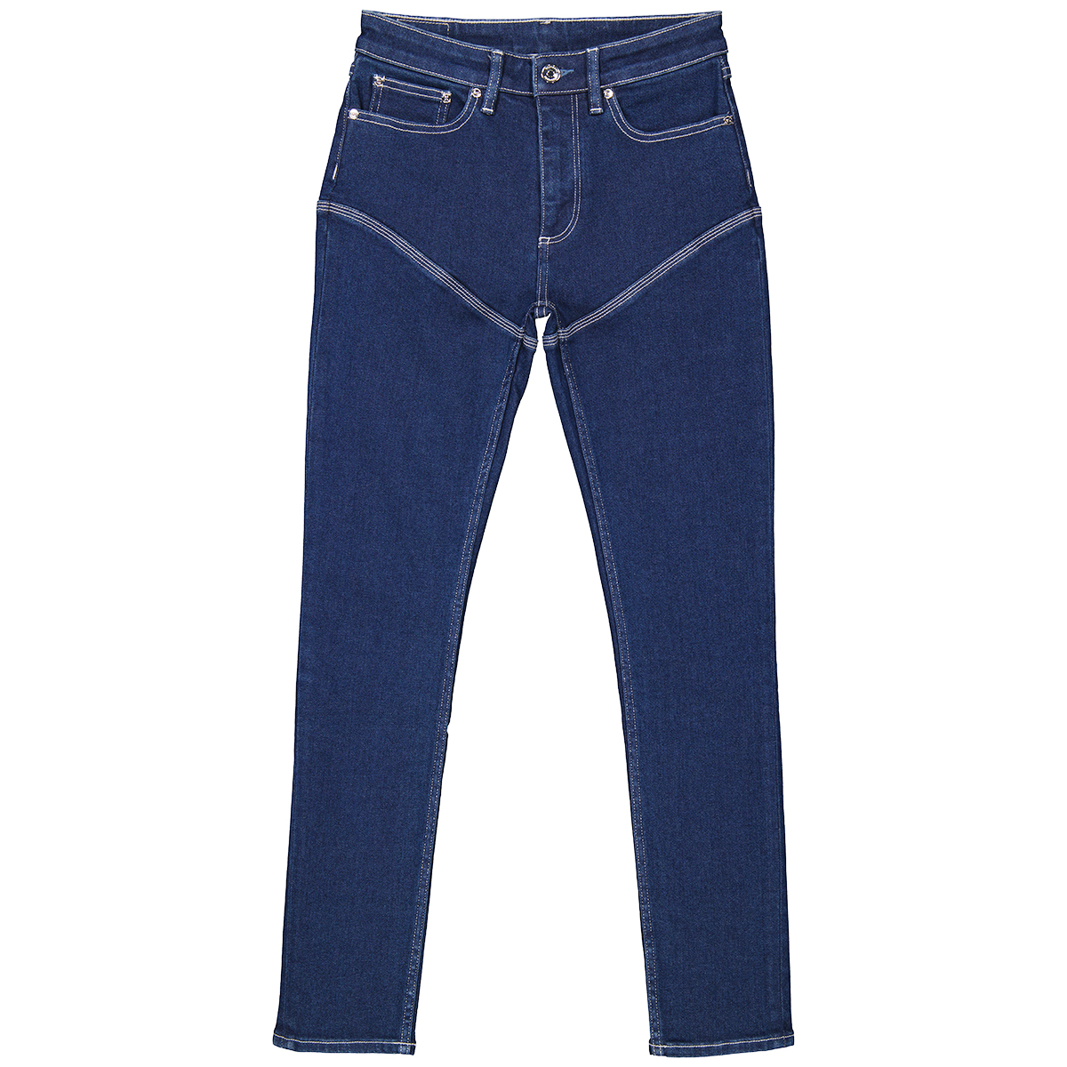 Burberry Ladies Dark Blue Felicity Contrast-Stitch Skinny Denim Jeans ...