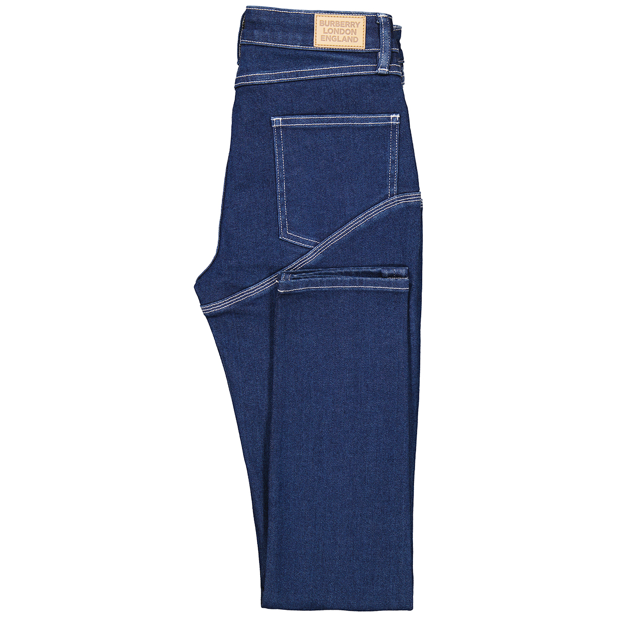 Burberry Ladies Dark Blue Felicity Contrast-Stitch Skinny Denim Jeans ...