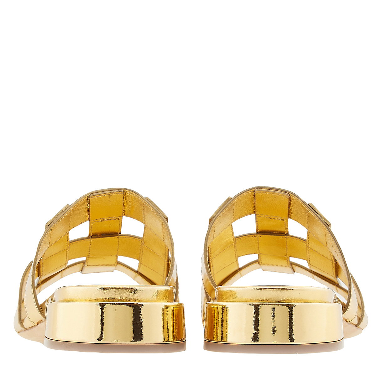 Burberry Ladies Gold Leather Flat Slides, Brand Size 37 ( US Size 7 ...