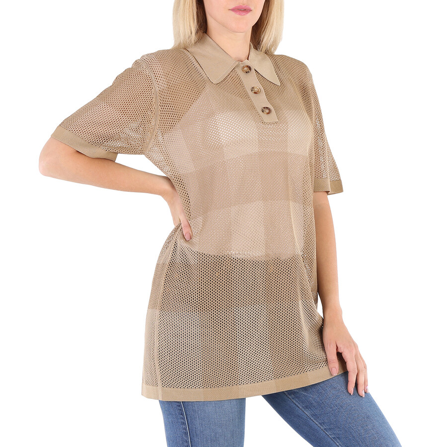 Burberry Ladies Honey Zadey Check Polo Shirt, Size Small 8041345 ...