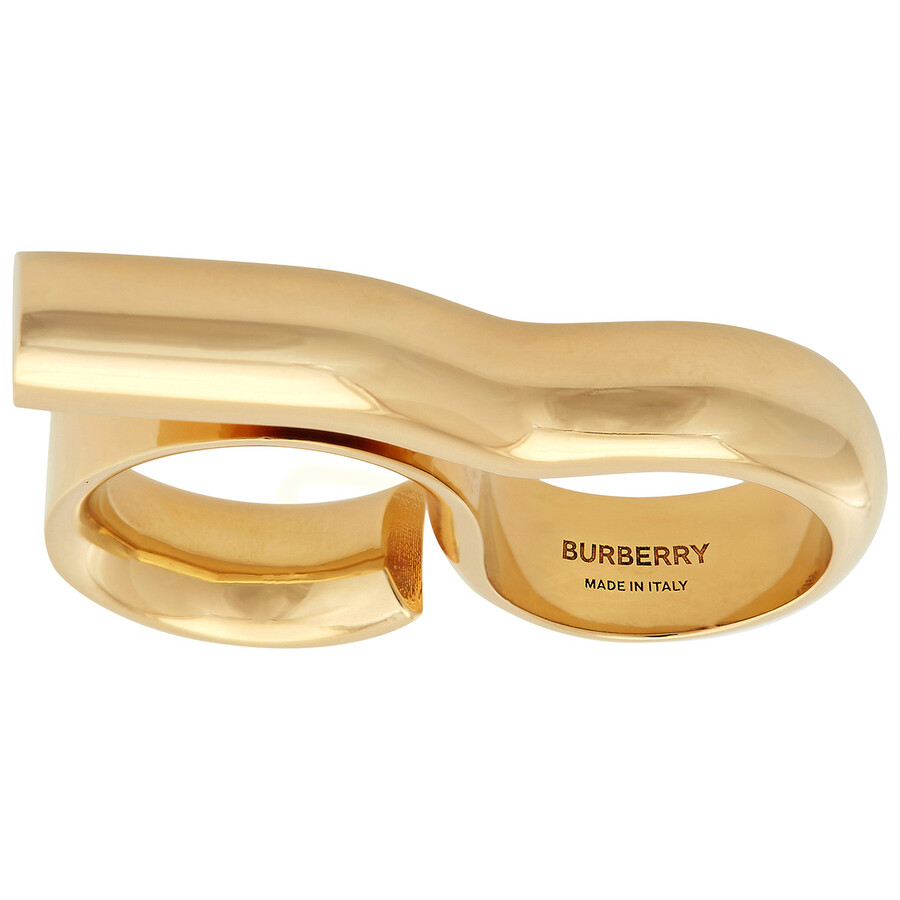 Burberry Ladies Light Gold Gold-Plated Eyelet Double Ring, Size Large ...
