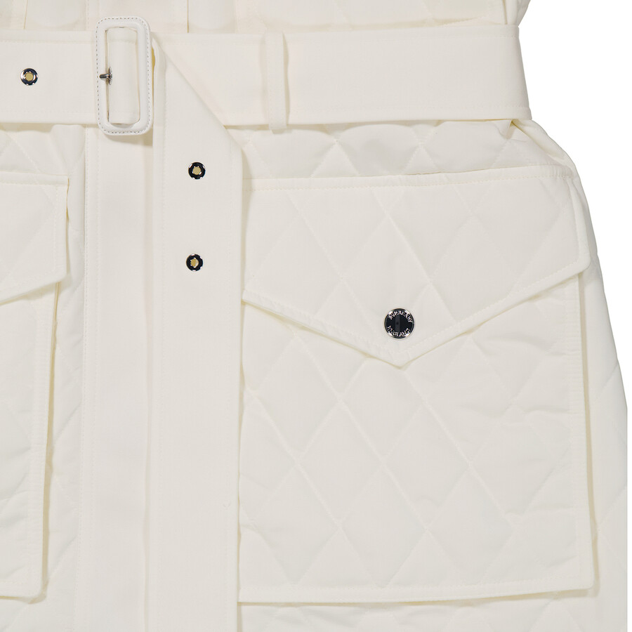 Burberry Ladies Natural White Quilted Panel Car Coat, Brand Size 6 (US ...