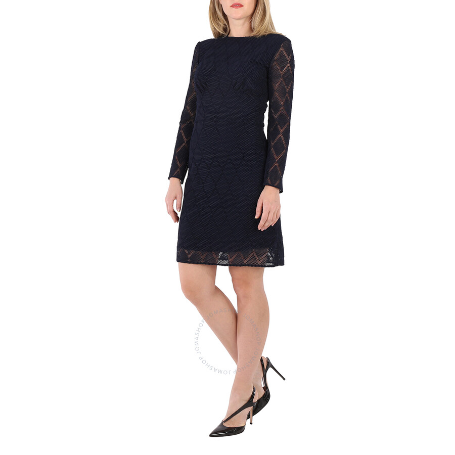 Burberry Ladies Navy Evi Beaded Crochet Lace Dress, Brand Size 6 (US ...
