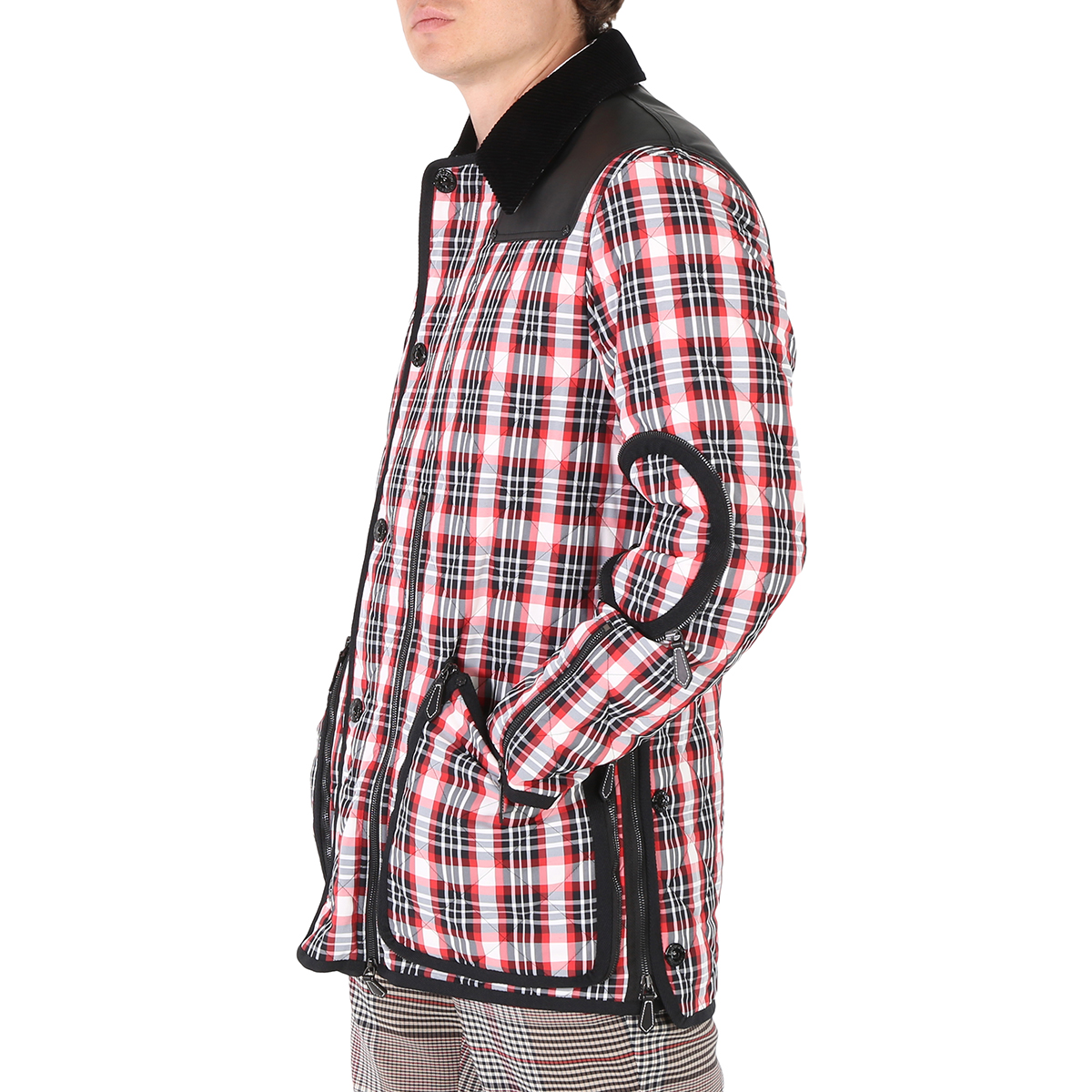 Burberry Men's Bright Red Check Diamond-Quilted Barn Jacket, Size Small ...