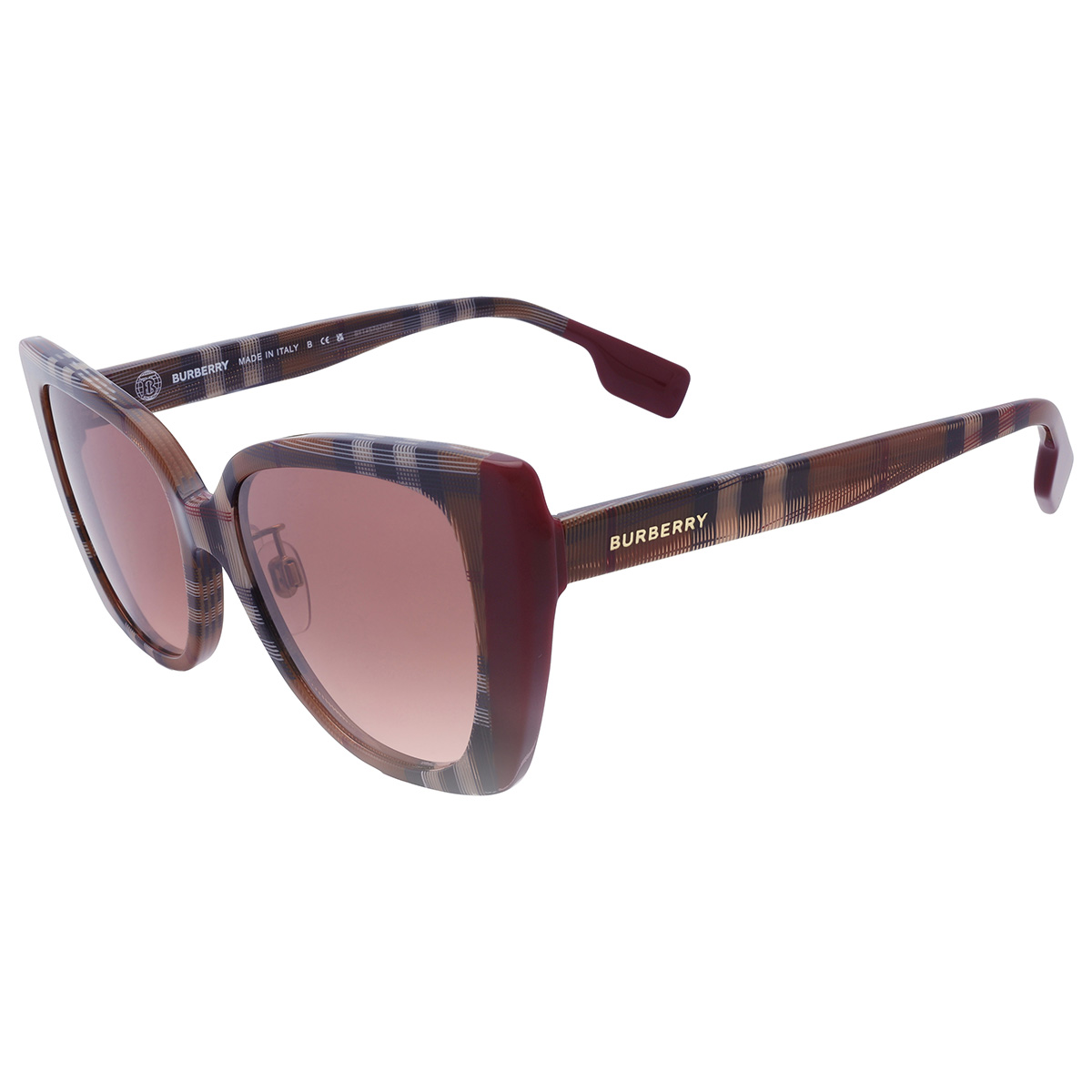 Burberry Meryl Pink Gradient Dark Brown Butterfly Ladies Sunglasses ...
