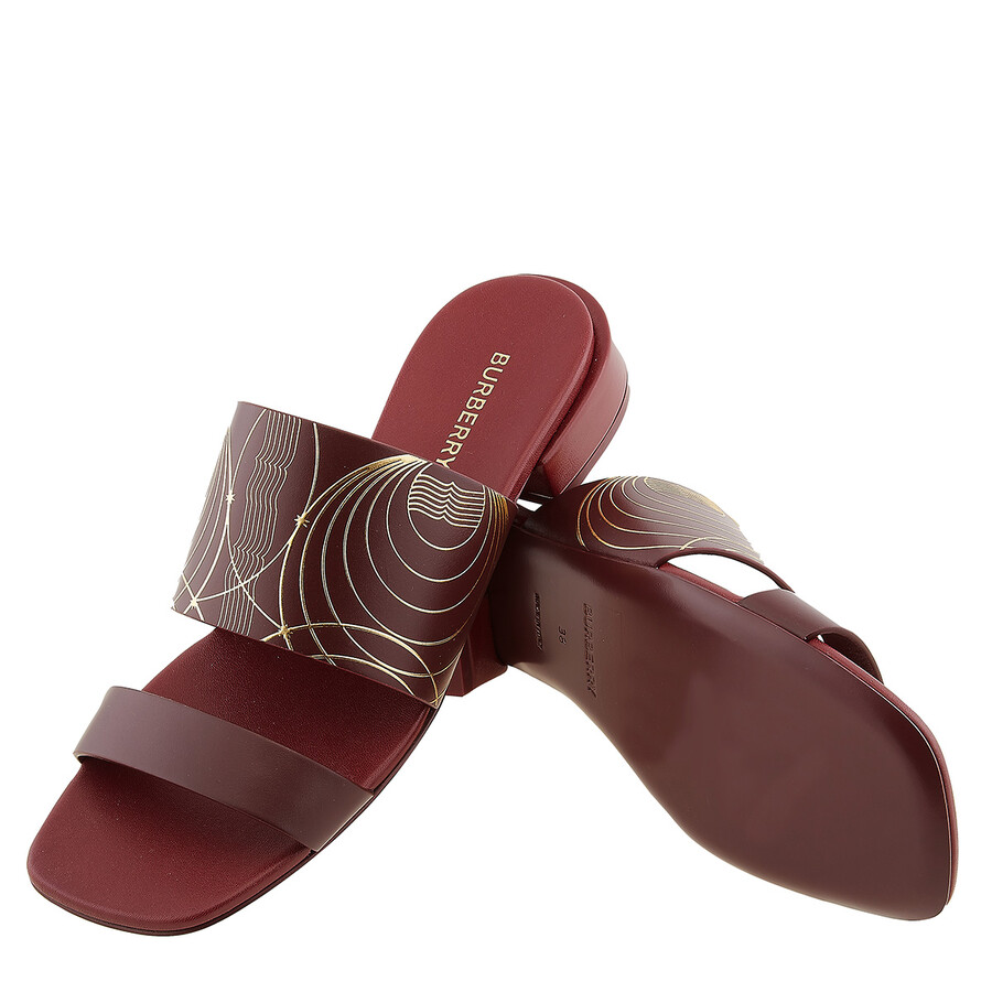 Burberry Myla Ladies Dark Maroon Slides Sandals, Brand Size 36 ( US ...