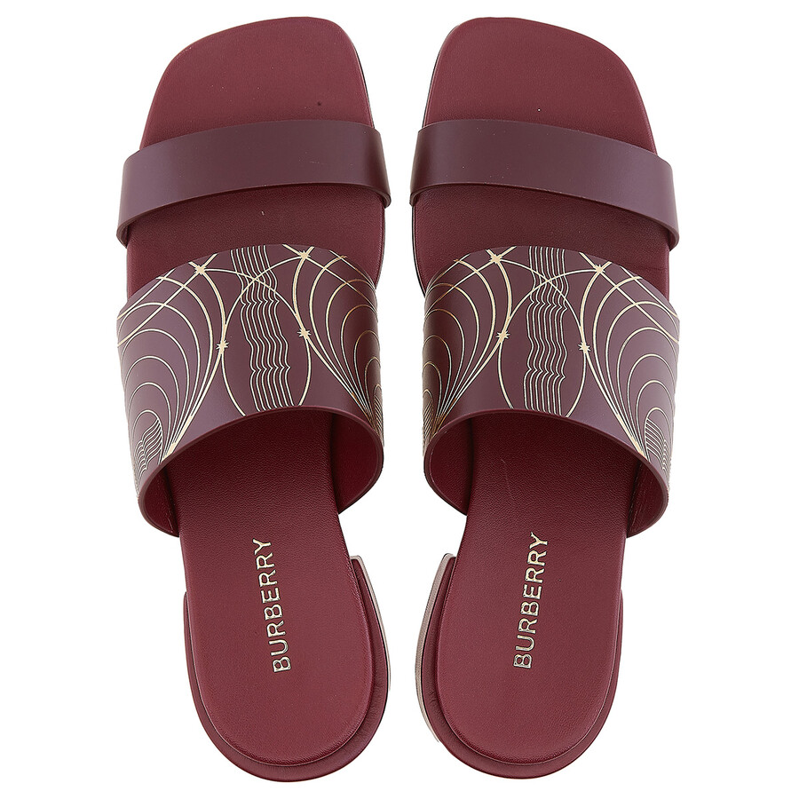 Burberry Myla Ladies Dark Maroon Slides Sandals, Brand Size 36 ( US ...