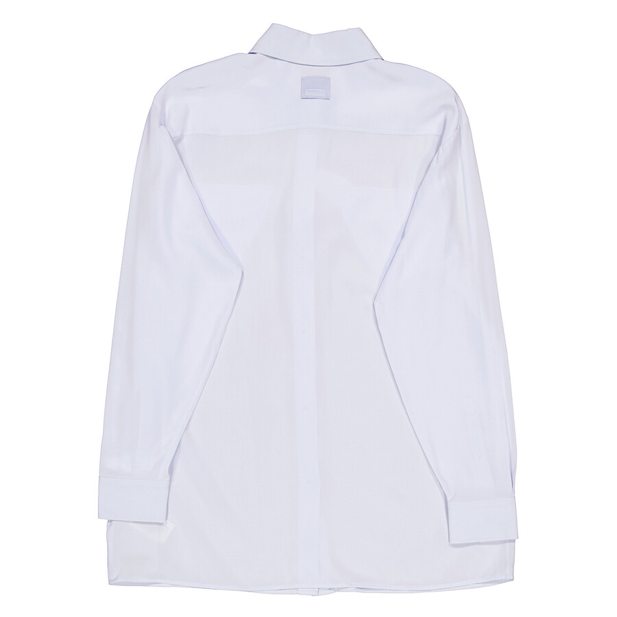 Burberry Pale Blue Irem Silk Crepe De Chine Logo Detail Oversized Shirt ...