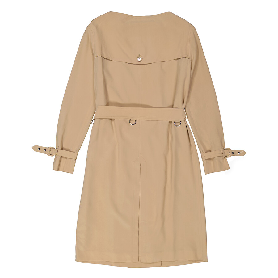 Burberry Soft Fawn Crepe De Chine Boat-Neck Trench Dress, Brand Size 10 ...