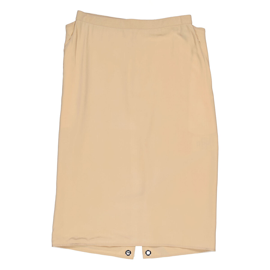 Burberry Soft Fawn Thea Silk Crepe De Chine Midi Skirt, Brand Size 4 ...