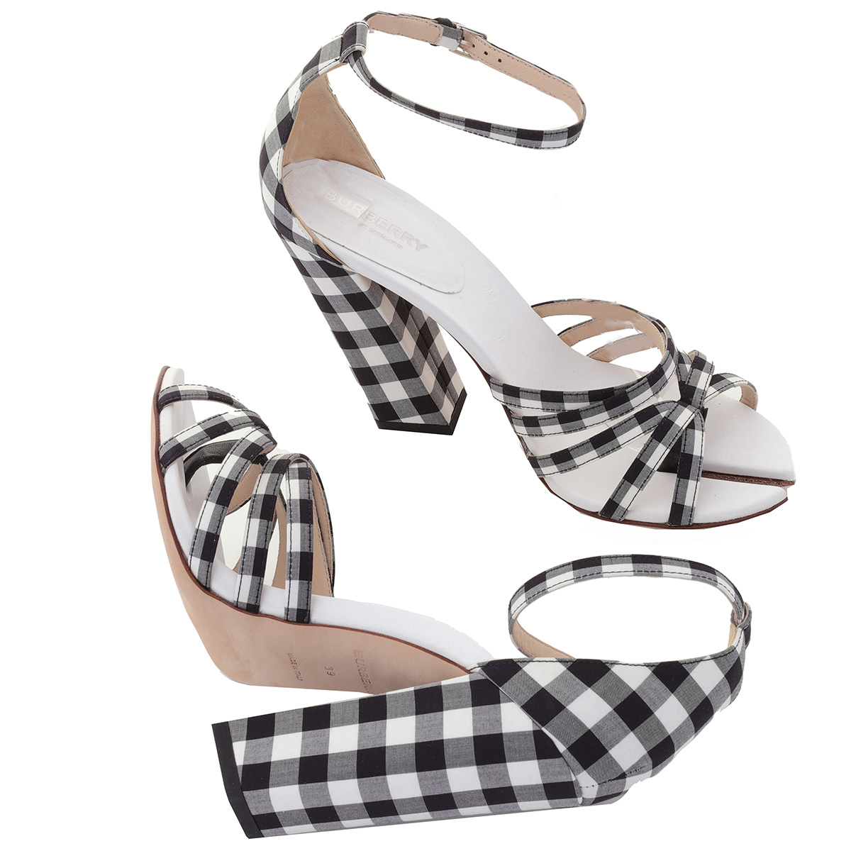 Burberry Split-toe Detail Gingham Check Hove Sandals, Brand Size 39 (US ...