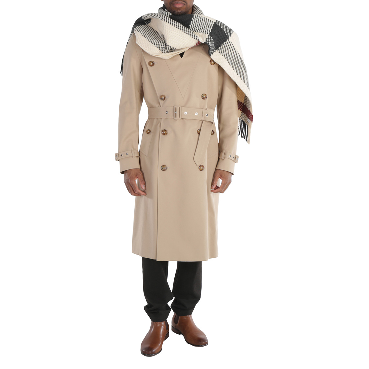Burberry Stone Jumbo Check Wool Fringed Scarf 8079240 5045704723218 ...