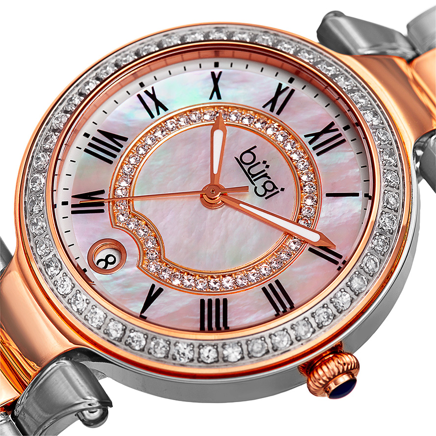 Burgi Mother of Pearl Dial Two-tone Ladies Watch BUR165TTR 848572094627 ...