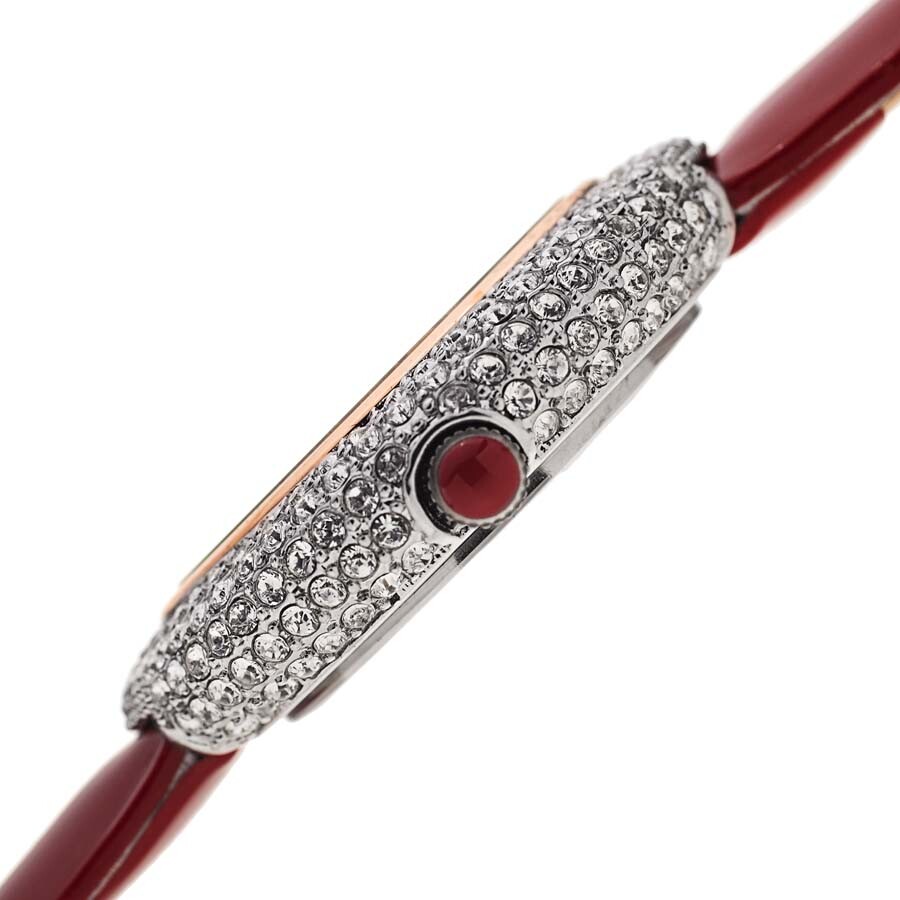 Burgi Swirl Diamond Red Dial Red Leather Ladies Watch BUR209RD ...