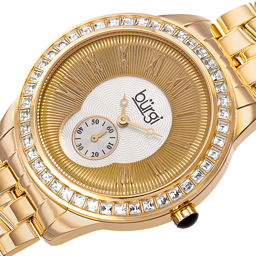 Burgi Silver and Gold Dial Gold-tone Steel Ladies Watch BUR106YG ...