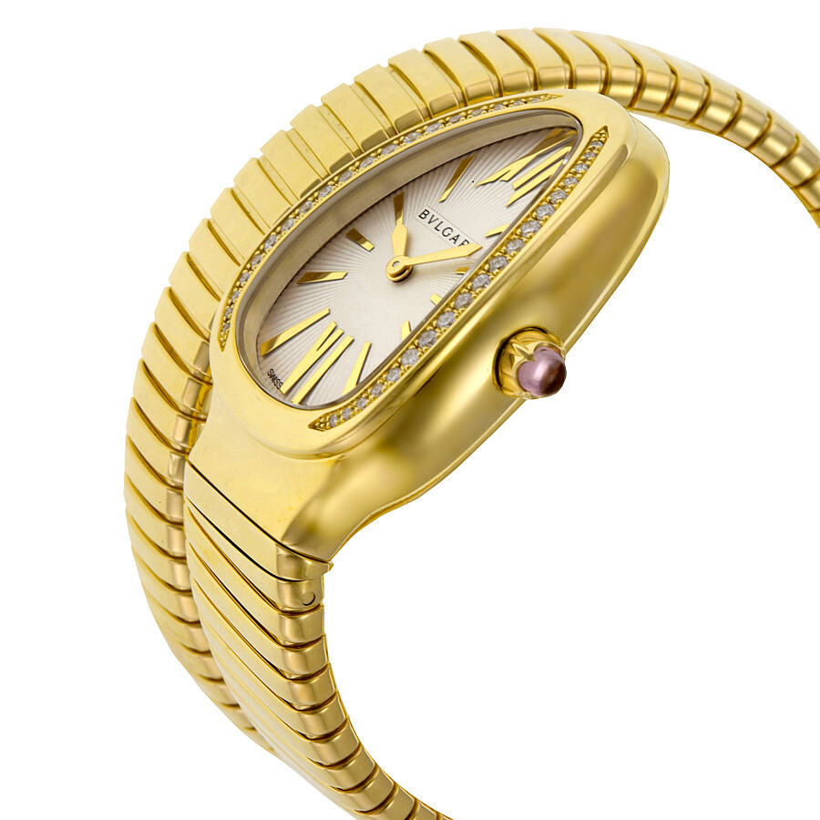 Bvlgari Serpenti Tubogas Silver Opaline Dial 18kt Yellow Gold Quartz ...