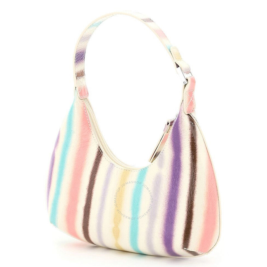 By Far Ivory Ladies Baby Amber Striped Leather Hobo Bag ...