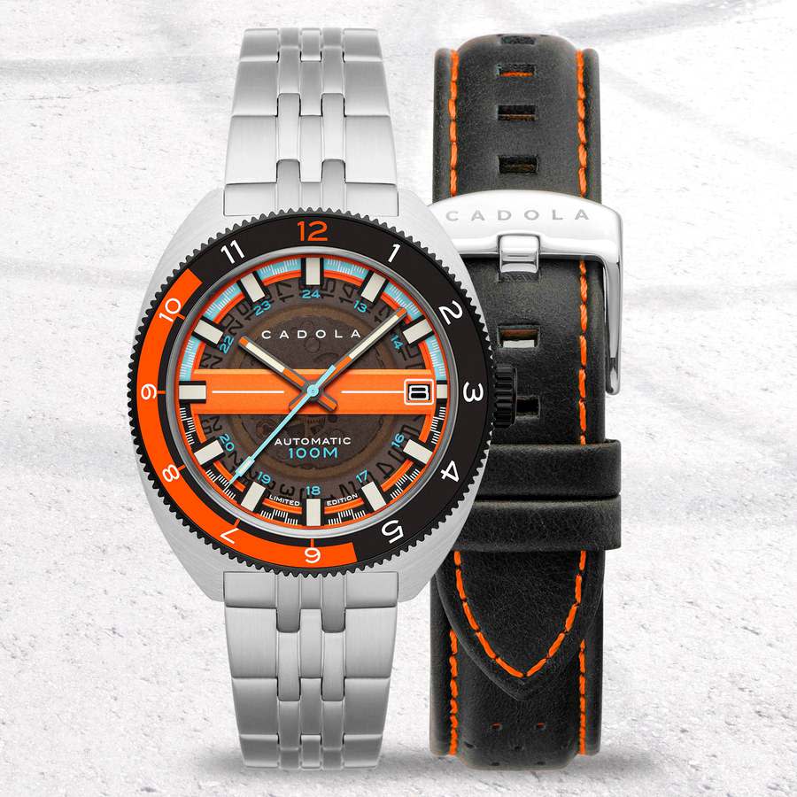 Cadola 1977 Automatic Orange Dial Men's Watch CD-1024-66 194595044041 ...