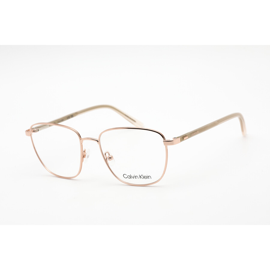 Calvin Klein Ladies Rose Gold Tone Rectangular Eyeglass Frames ...