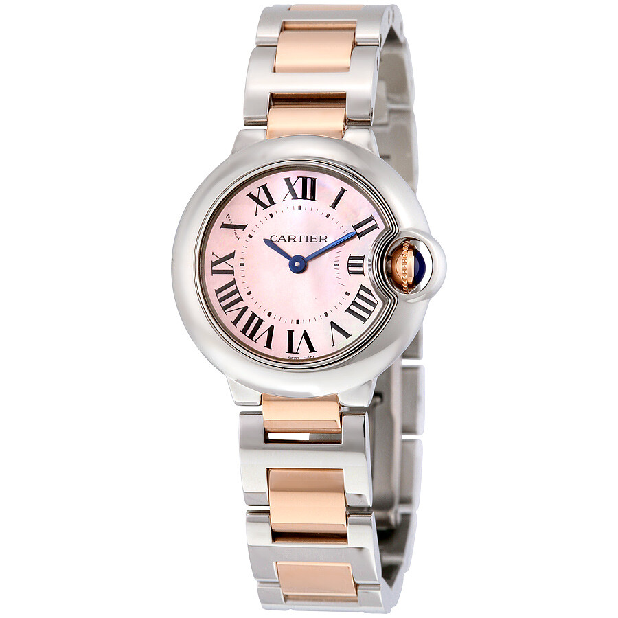 Cartier Ballon Bleu Mother of Pearl Stainless Steel and 18kt Rose Gold ...