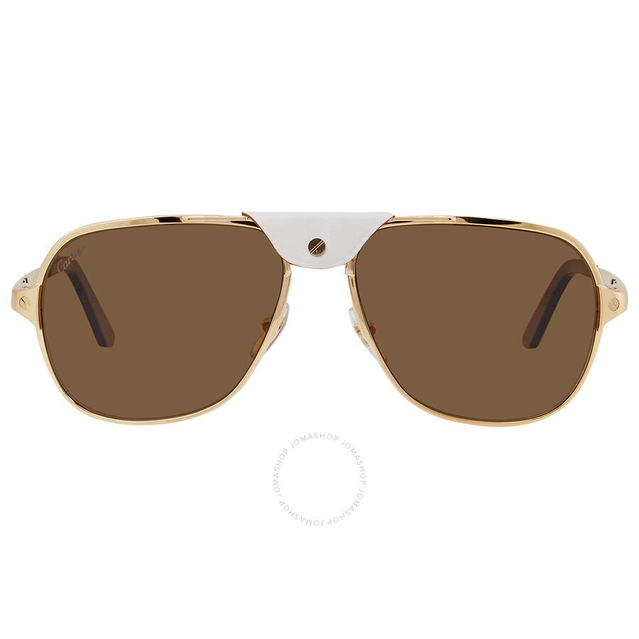 Cartier Brown Pilot Men's Sunglasses CT0165S 010 60 843023135607 ...