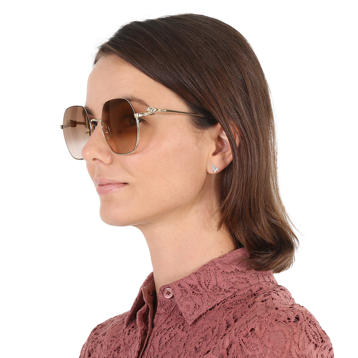 Cartier Brown Gradient Hexagonal Ladies Sunglasses CT0267S 002 58 ...