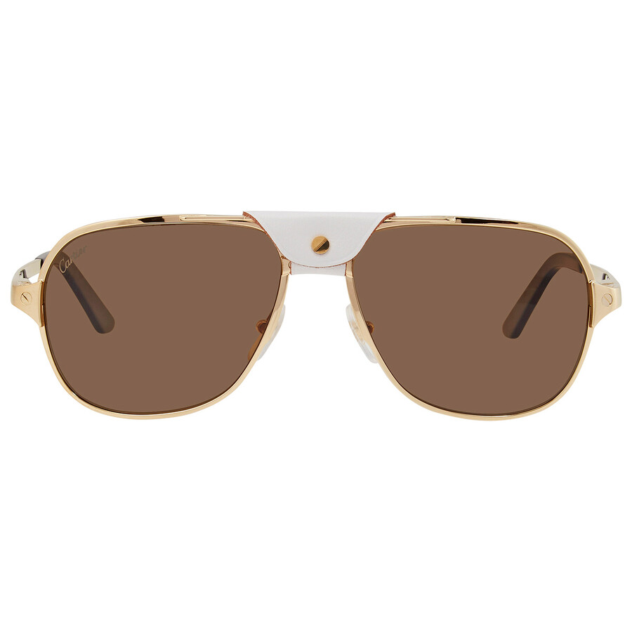 Cartier Brown Polarized Navagator Men's Sunglasses CT0165S 005 60 ...