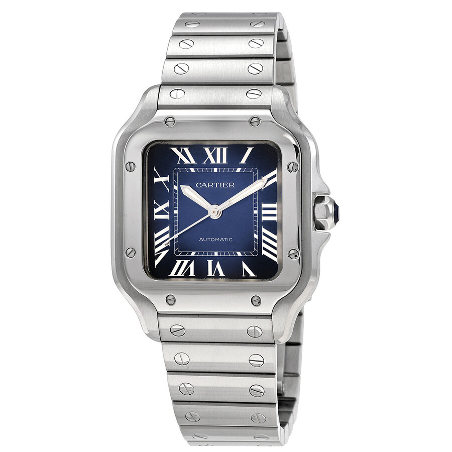 Cartier Santos De Cartier Medium Model Automatic Blue Dial Men's Watch ...