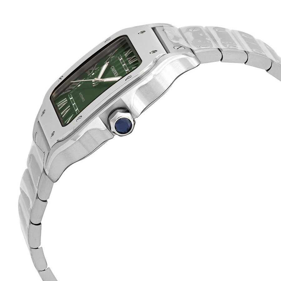Cartier Santos De Cartier Medium Model Automatic Green Dial Men's Watch ...