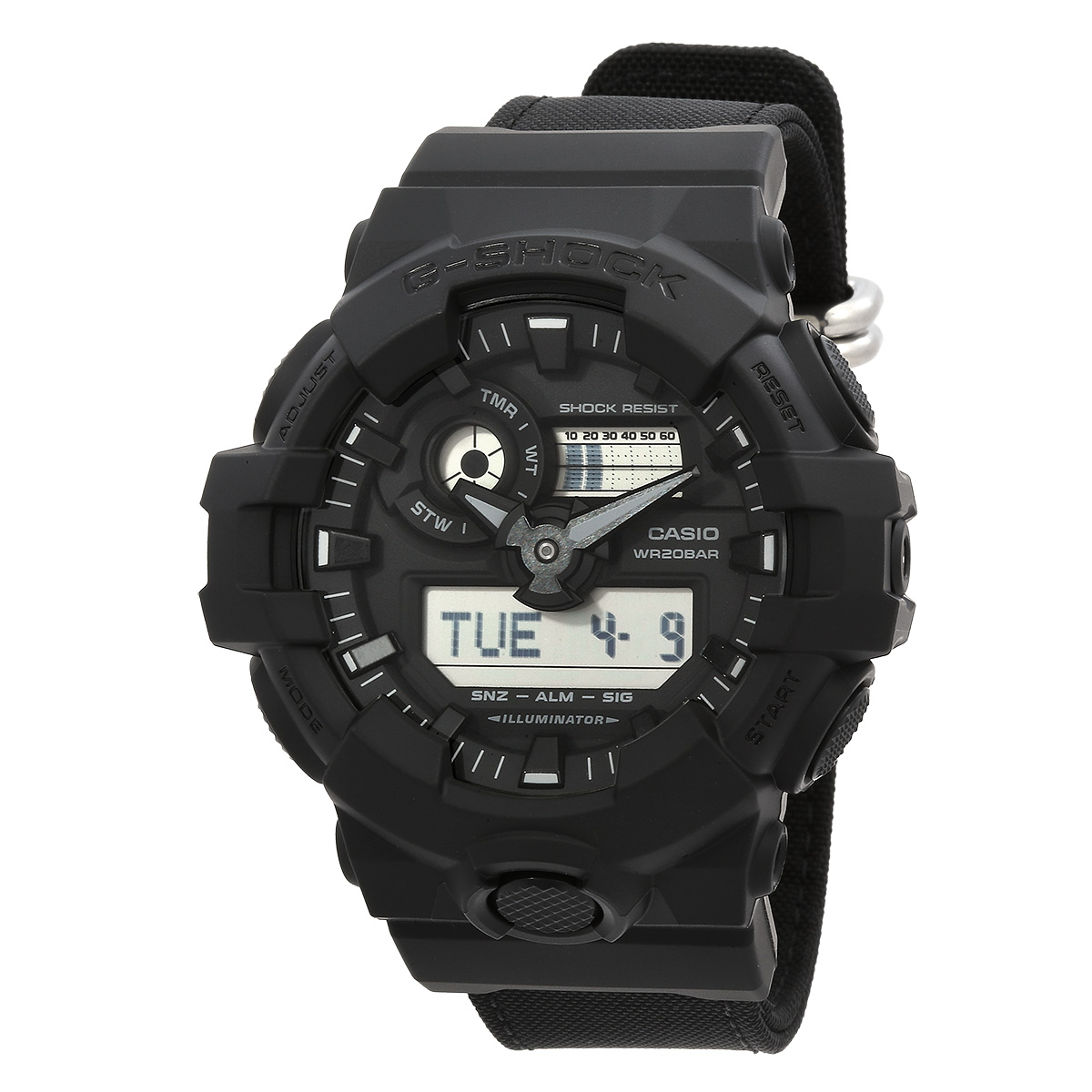 Casio G-Shock Alarm Quartz Analog-Digital Black Dial Men's Watch GA ...