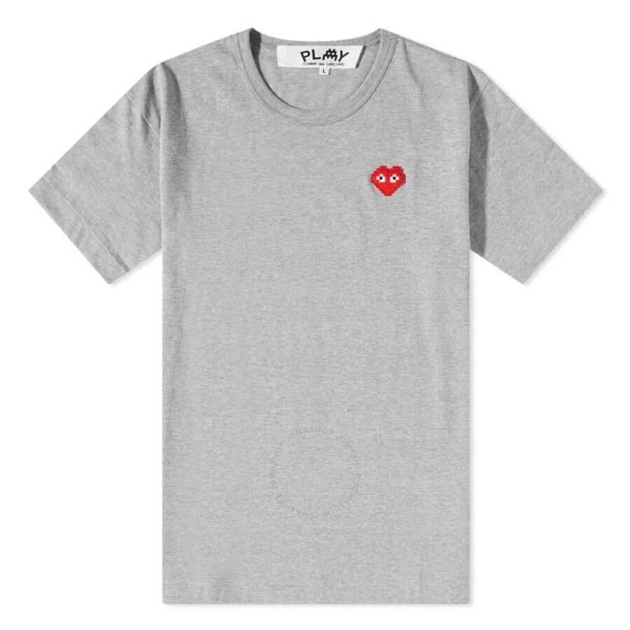 Cdg Play Invader Heart Pixel T-Shirt, Size Medium P1T322-Grey - Apparel ...
