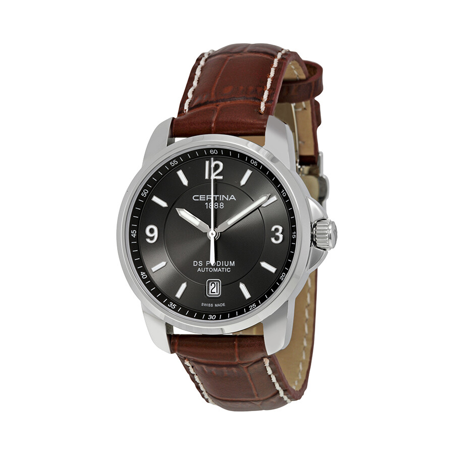 Certina DS Podium Automatic Grey Dial Brown Leather Men's Watch C001 ...