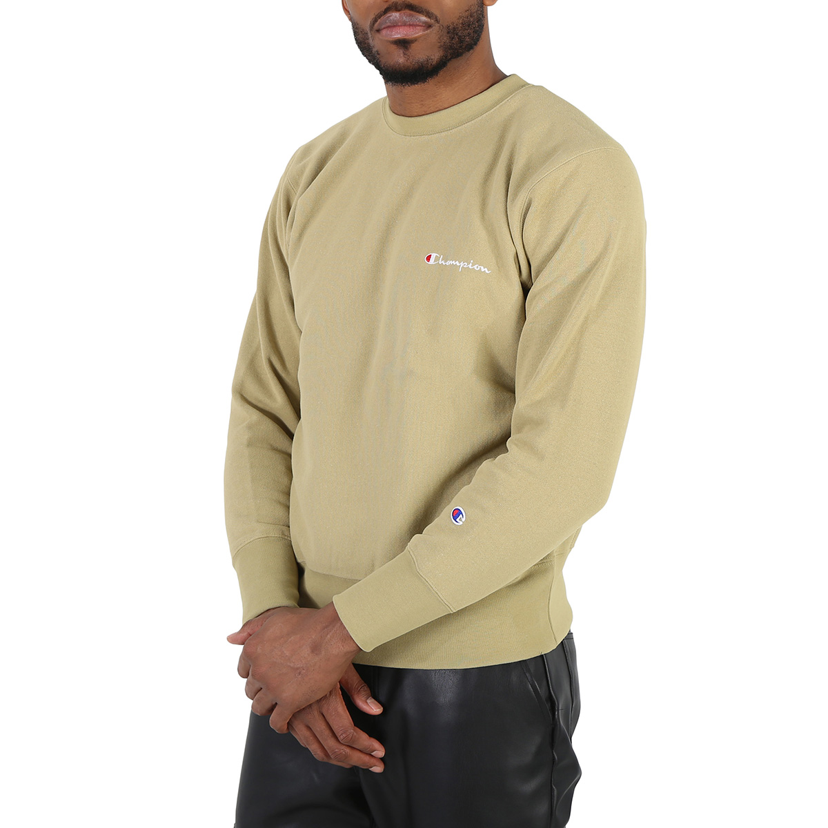 Champion Sand Reverse Weave Script Logo Crew Sweatshirt, Size Small C3 ...