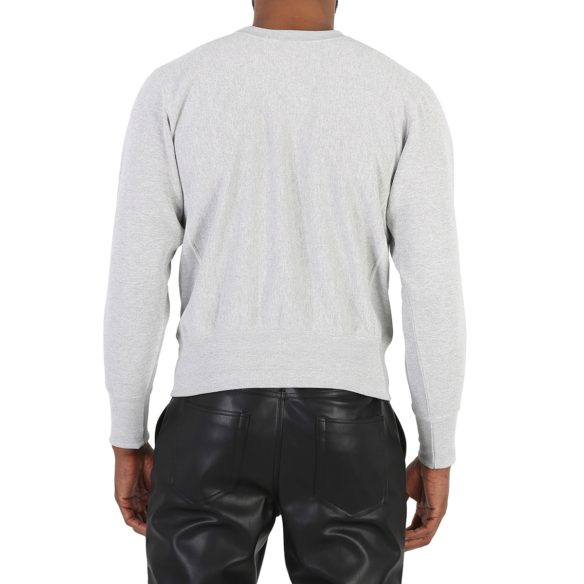 Champion Silver Grey Reverse Weave Script Logo Crew Sweatshirt, Size ...