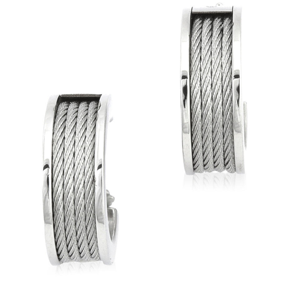 Charriol Forever Stainless Steel Cable Hoop Earrings 03-01-1139-0 ...