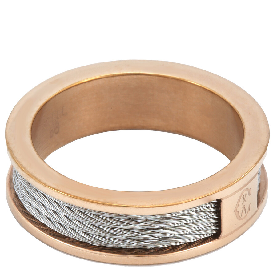 Charriol Forever Thin Rose Gold PVD Steel Cable Ring, Size 54 02-102 ...
