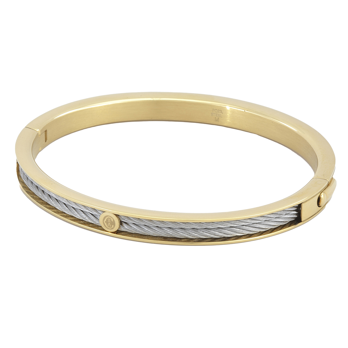 Charriol Forever Thin Yellow Gold PVD Steel Cable Bangle, Size M 04-104 ...