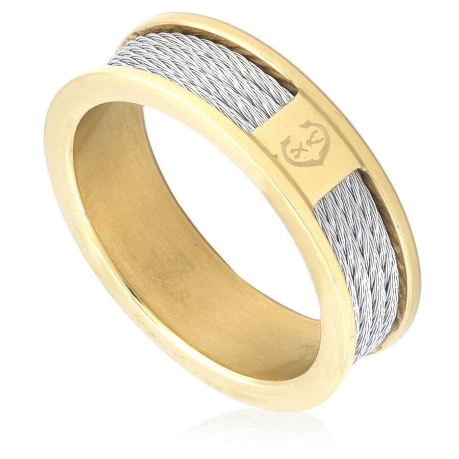 Charriol Forever Thin Yellow Gold PVD Steel Cable Ring, Brand Size 56 ...