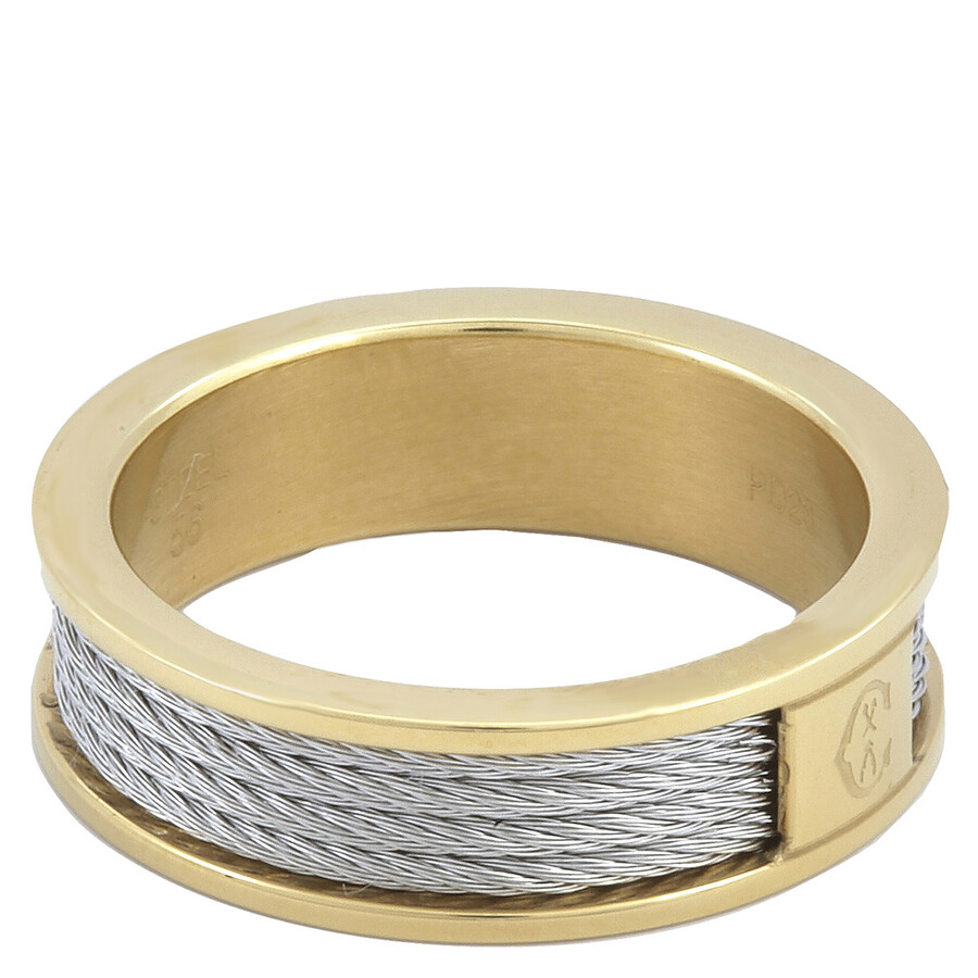 Charriol Forever Thin Yellow Gold PVD Steel Cable Ring, Brand Size 56 ...