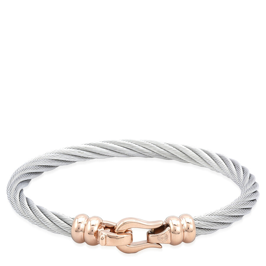 Charriol Ibiza Stainless Steel Cable And Rose Gold Pvdl Bangle, Size M ...