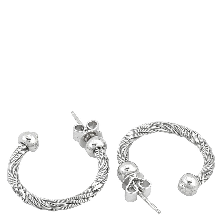Charriol Ladies Celtic Steel Cable Hoop Earrings 03-121-1240-0 ...